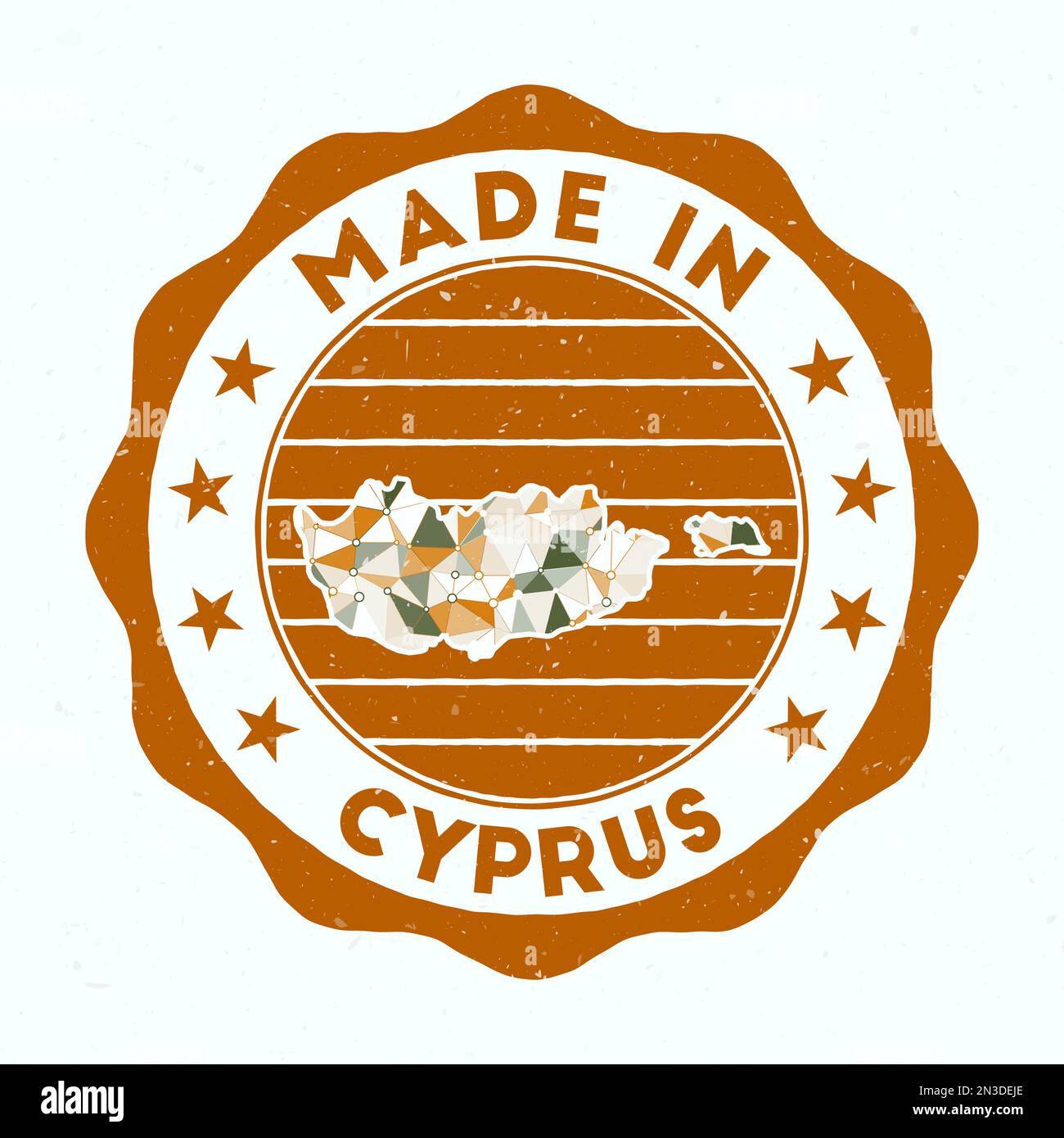 Made In Cyprus. Country round stamp. Seal of Cyprus with border shape ...