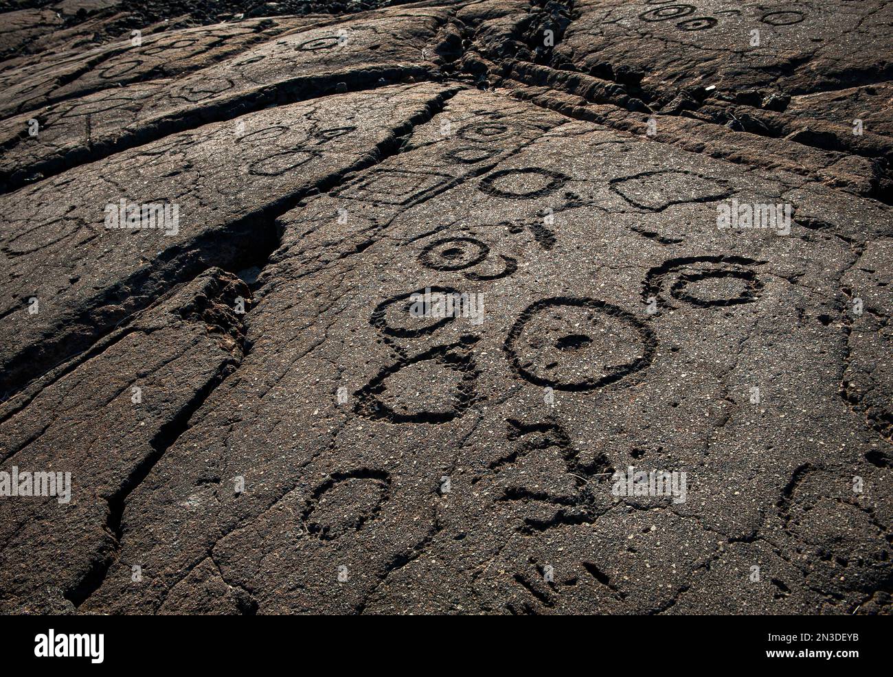 Rock carving at the Puako Petroglyph Archaeological District on the ...