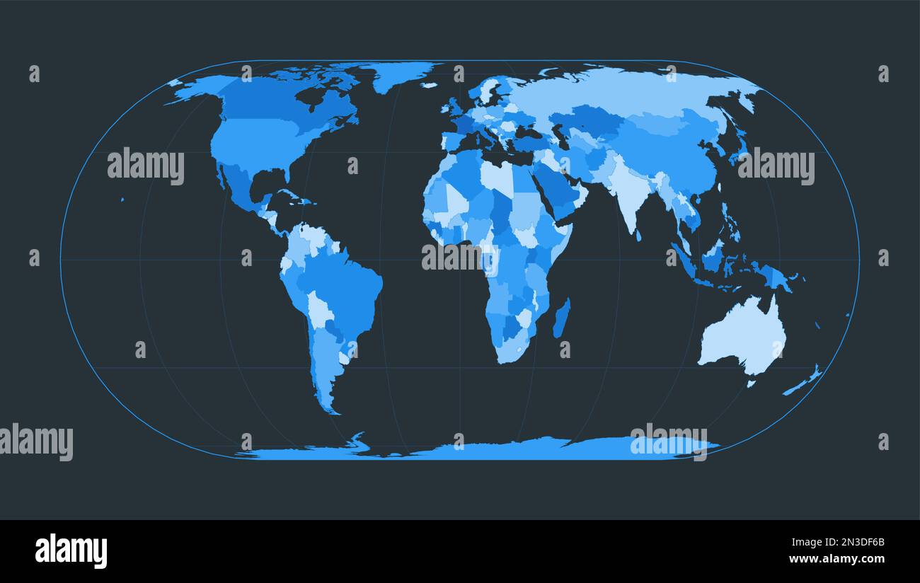 World Map. Eckert IV projection. Futuristic world illustration for your ...