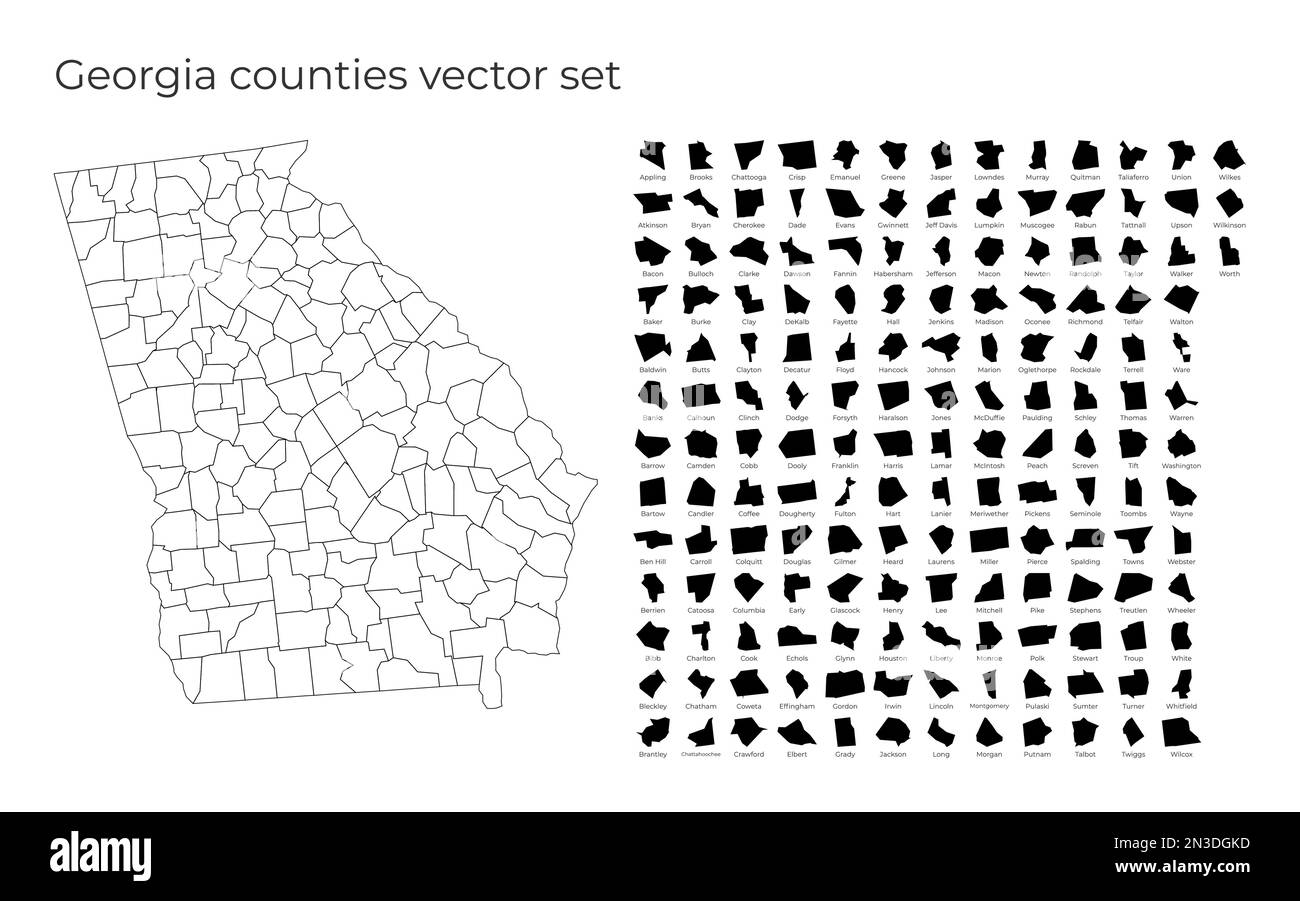 Georgia map with shapes of regions. Blank vector map of the US State ...