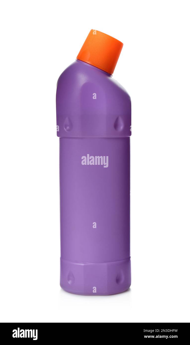 Purple bottle of cleaning product isolated on white Stock Photo - Alamy