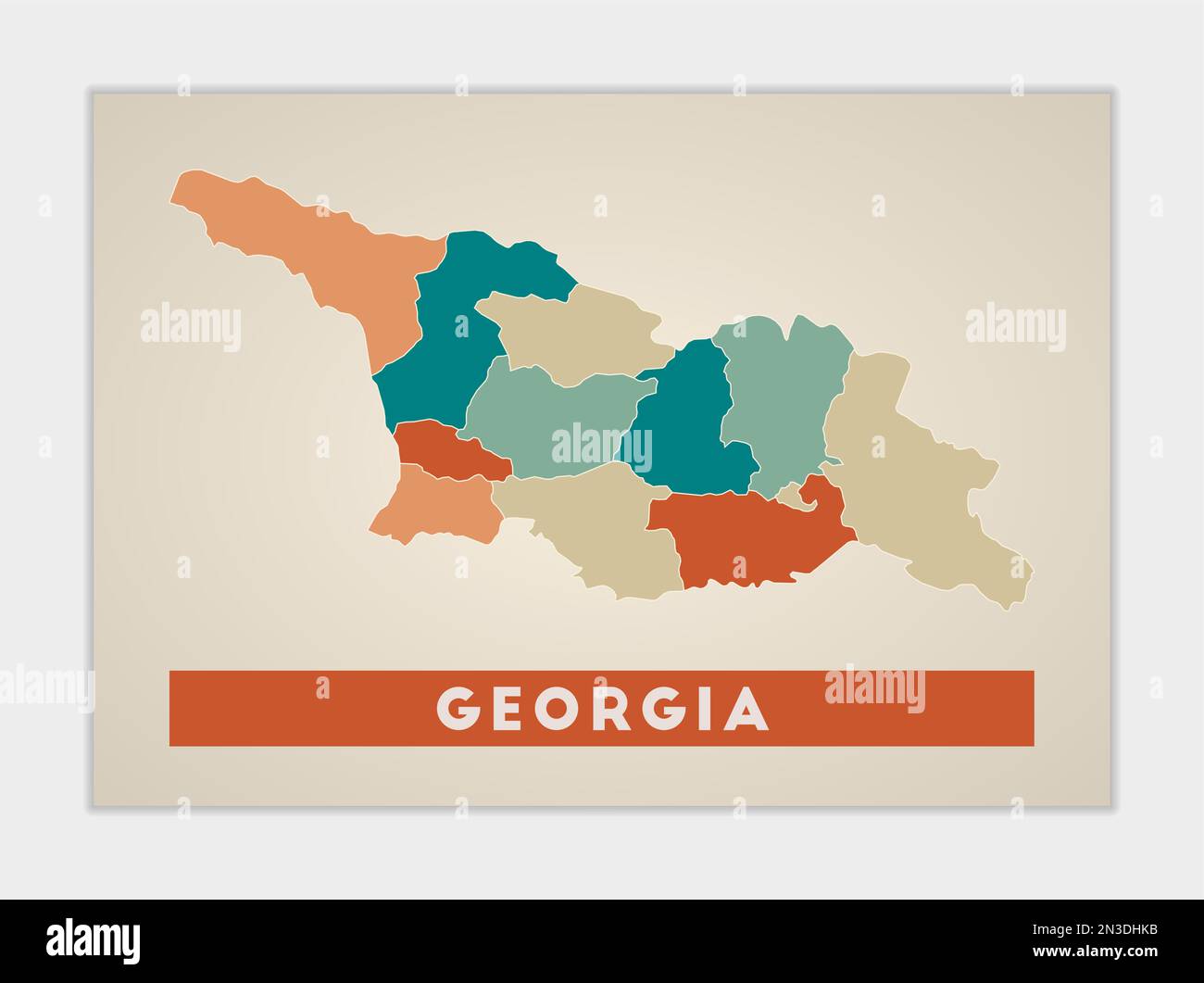 Georgia poster. Map of the country with colorful regions. Shape of ...