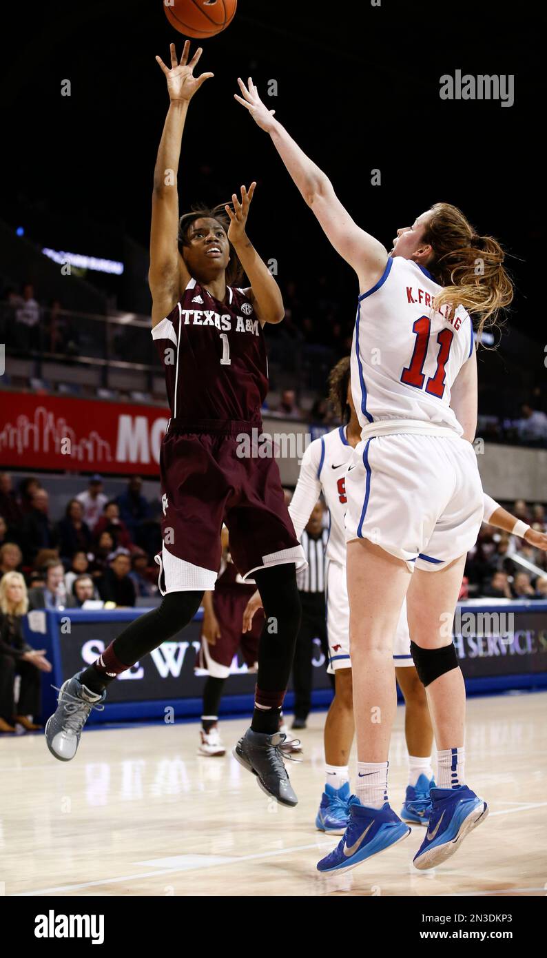 Texas A&M forward Courtney Williams shoots over Southern Methodist ...