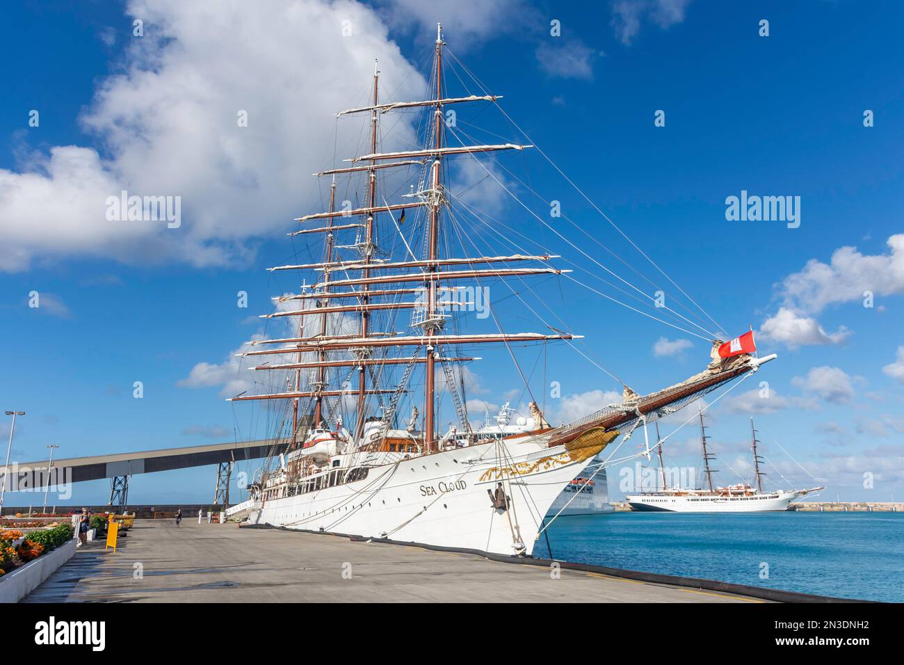 Historic four-masted barque 'Sea Cloud' ship berthed in port ...