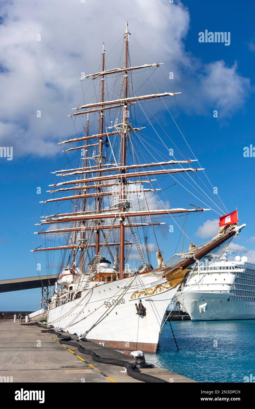 Historic four-masted barque 'Sea Cloud' ship berthed in port ...