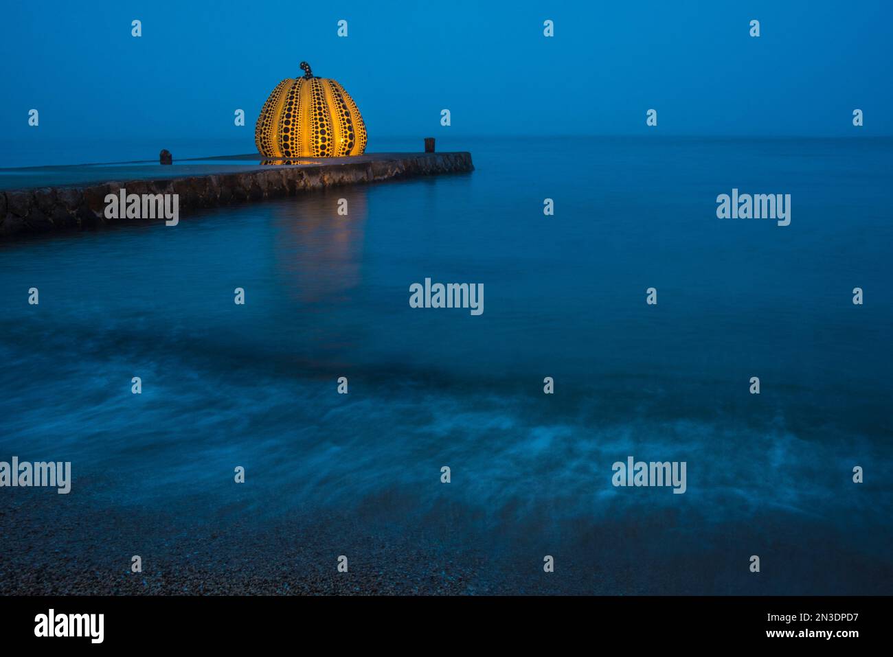 The Naoshima Pumpkin is a sculpture in the form of a giant black and ...