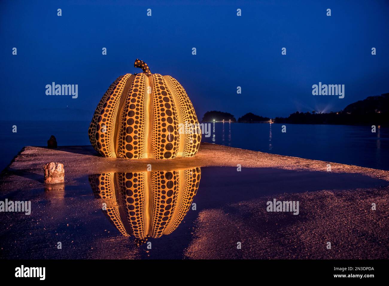 The Naoshima Pumpkin is a sculpture in the form of a giant black and ...