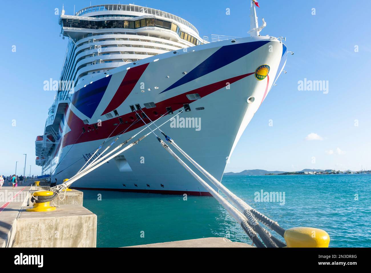 P&O Arvia Cruise Ship berthed in dock, Road Town, Tortola, The British ...