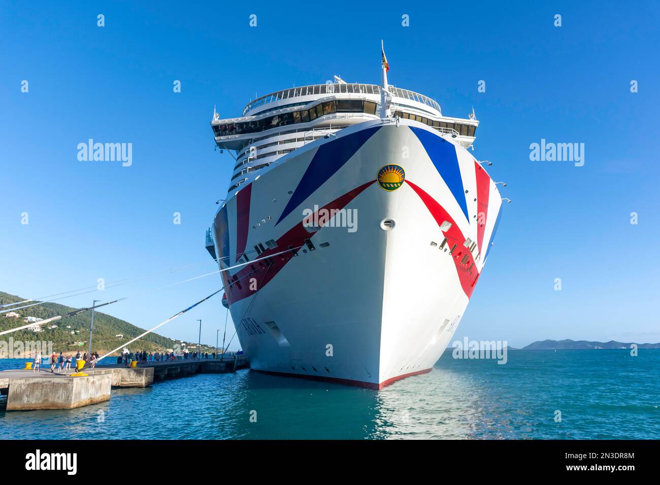 P&O Arvia Cruise Ship berthed in dock, Road Town, Tortola, The British ...