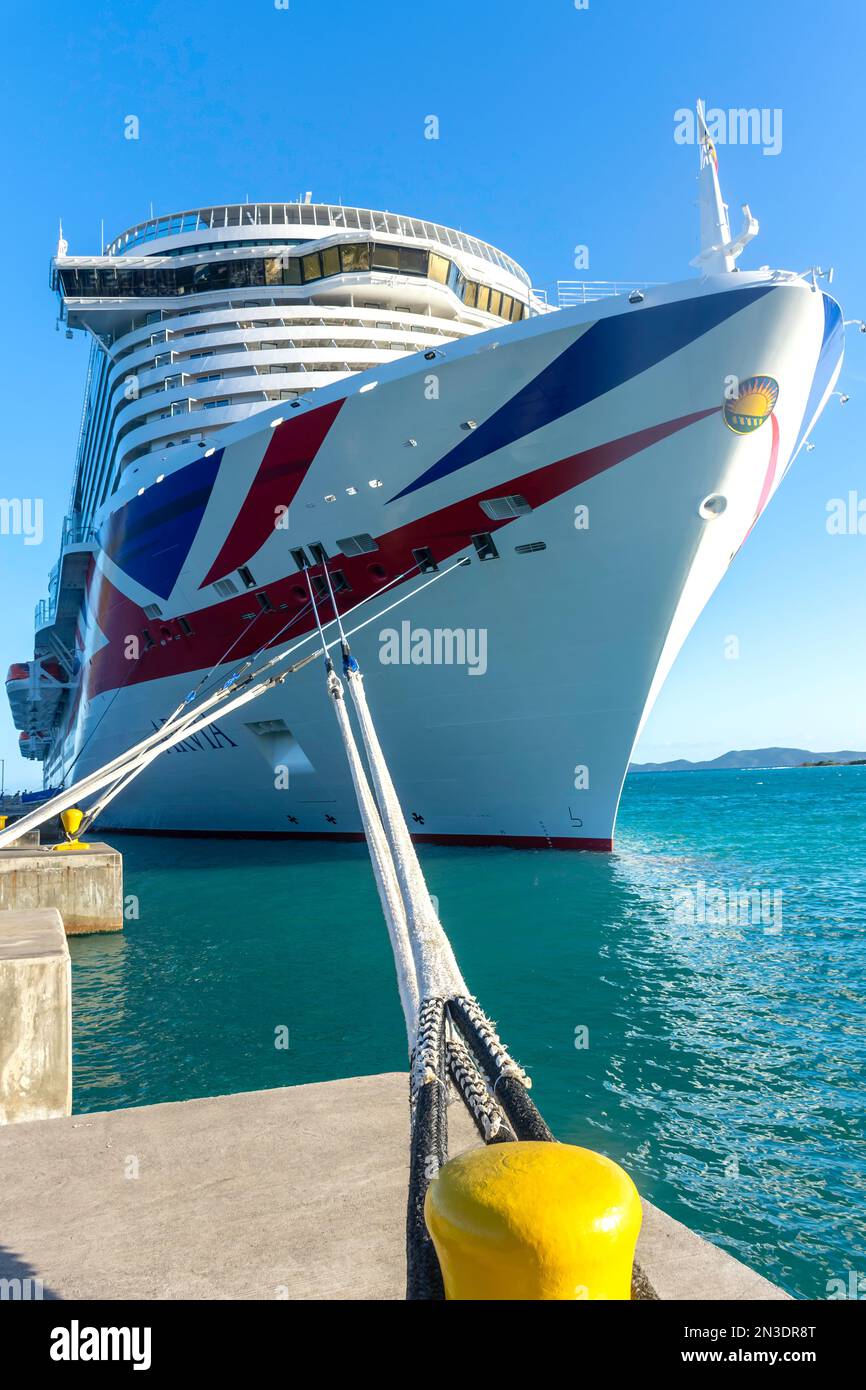 P&O Arvia Cruise Ship berthed in dock, Road Town, Tortola, The British ...