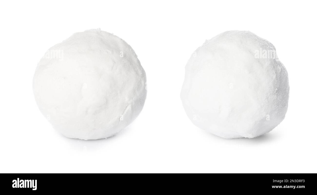 Two snowballs on white background. Banner design Stock Photo - Alamy