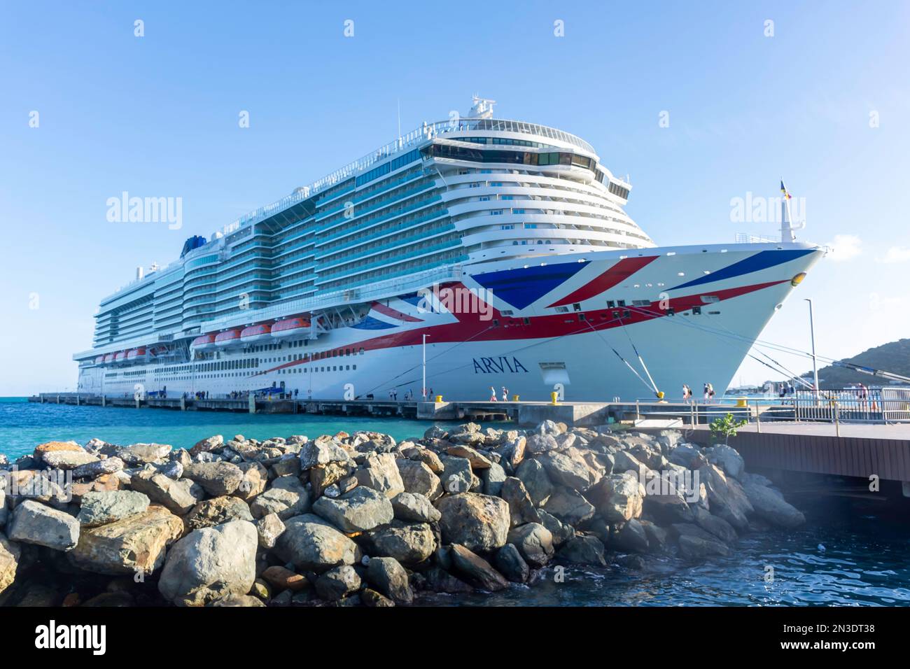 P&O Arvia Cruise Ship berthed in dock, Road Town, Tortola, The British ...