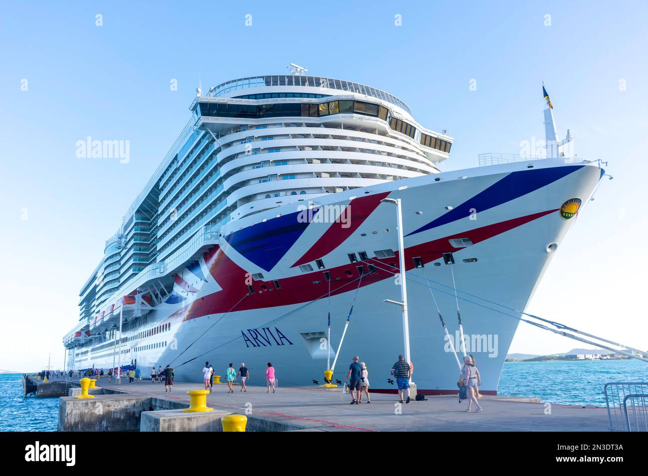 P&O Arvia Cruise Ship berthed in dock, Road Town, Tortola, The British ...