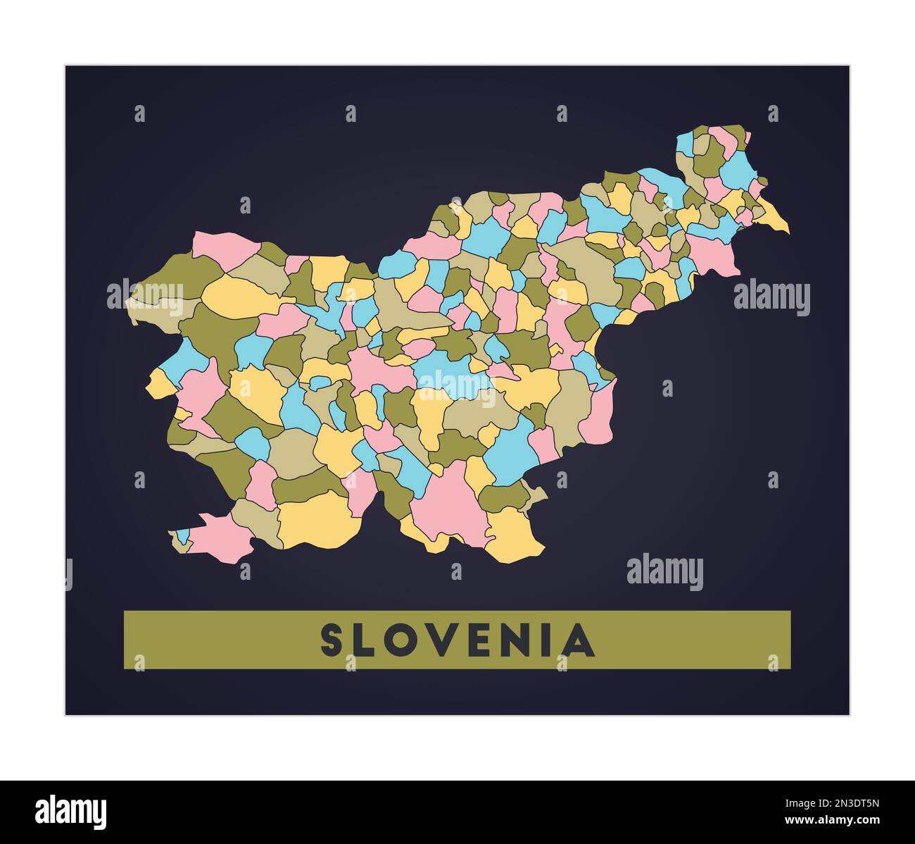 Slovenia map. Country poster with regions. Shape of Slovenia with ...