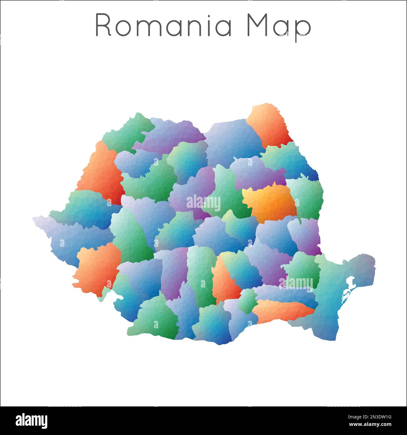 Low Poly map of Romania. Romania geometric polygonal, mosaic style map ...