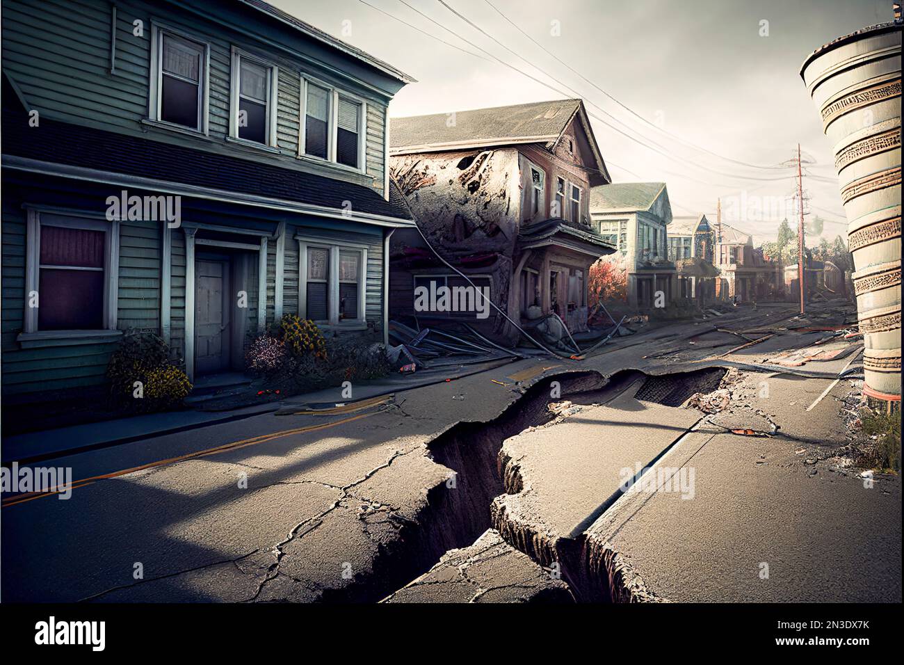 buildings destroyed by a powerful earthquake Stock Photo - Alamy