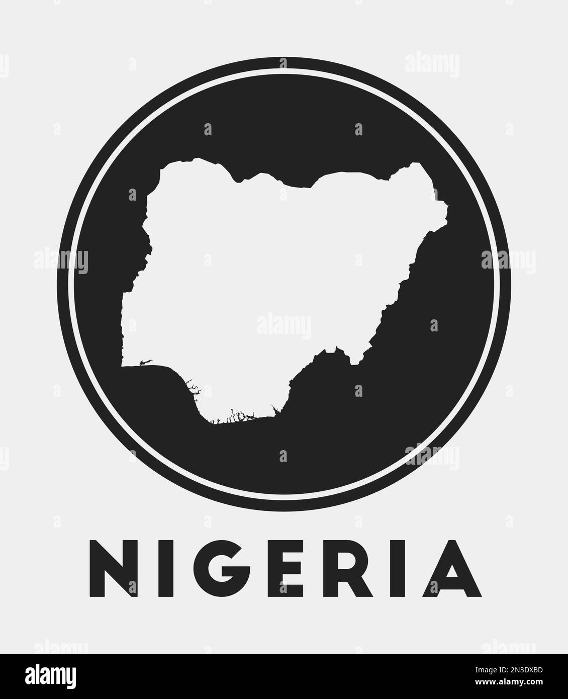 Nigeria icon. Round logo with country map and title. Stylish Nigeria ...