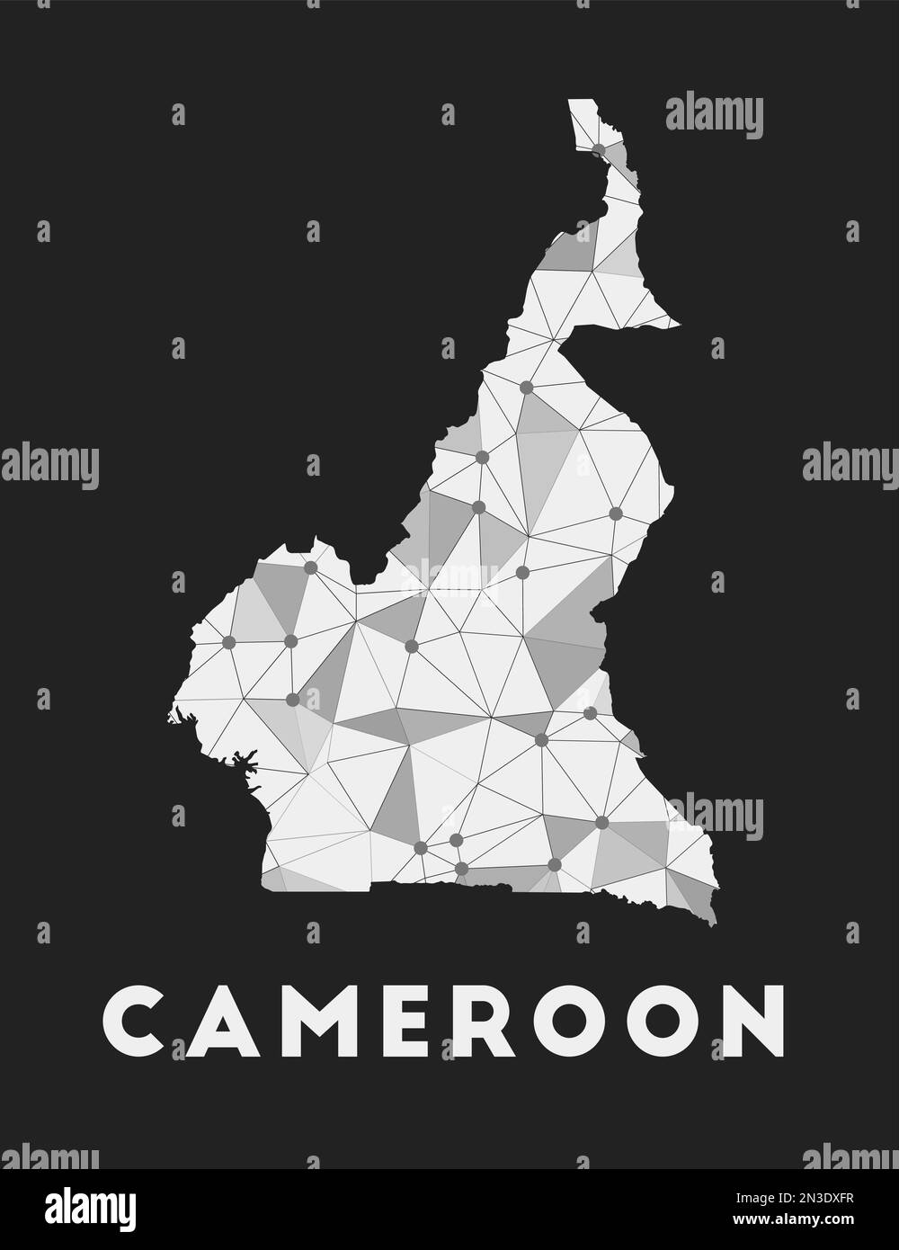 Cameroon communication network map of country. Cameroon trendy ...