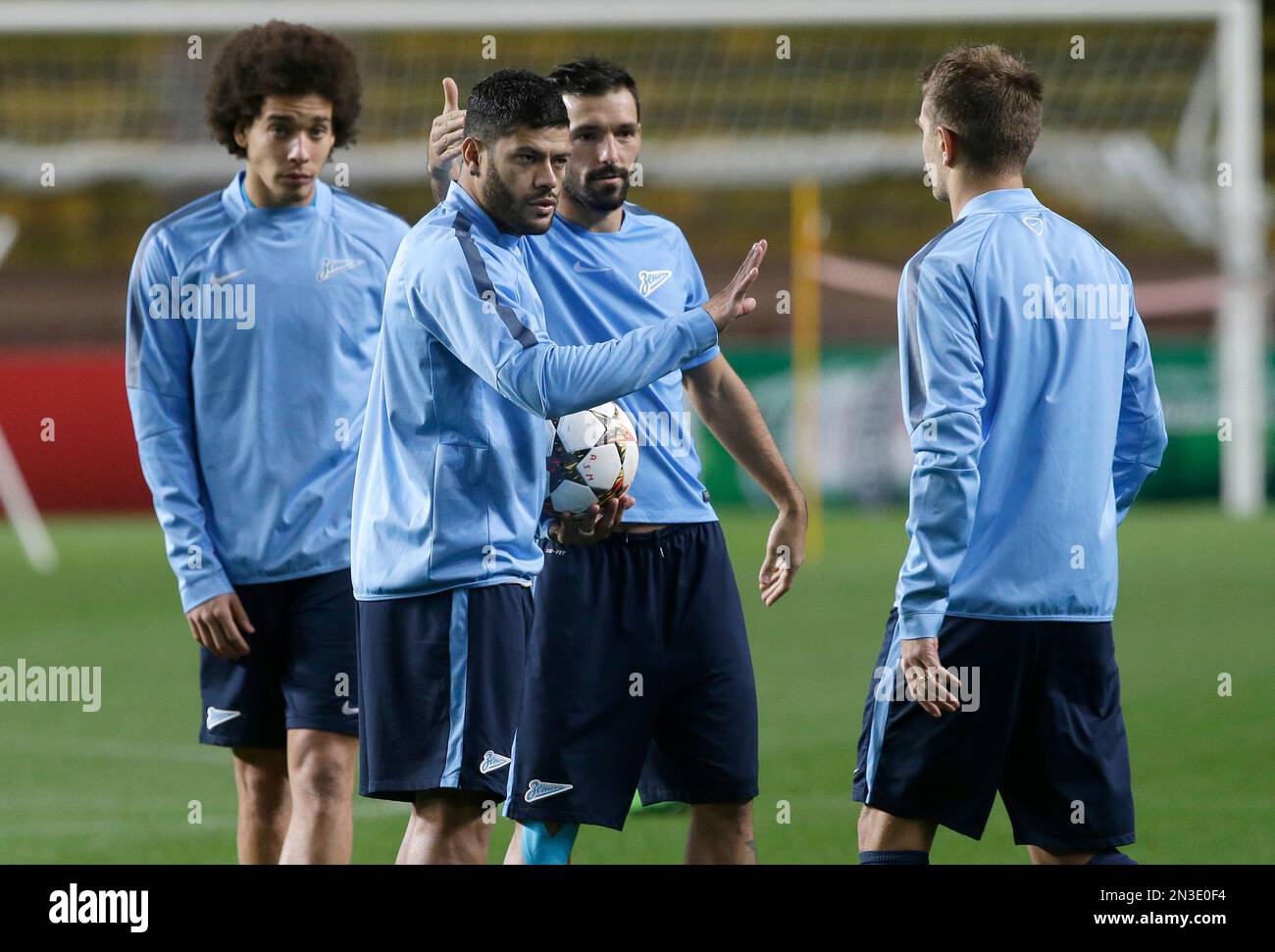 Zenit's player Hulk, second left, attends a training session with ...