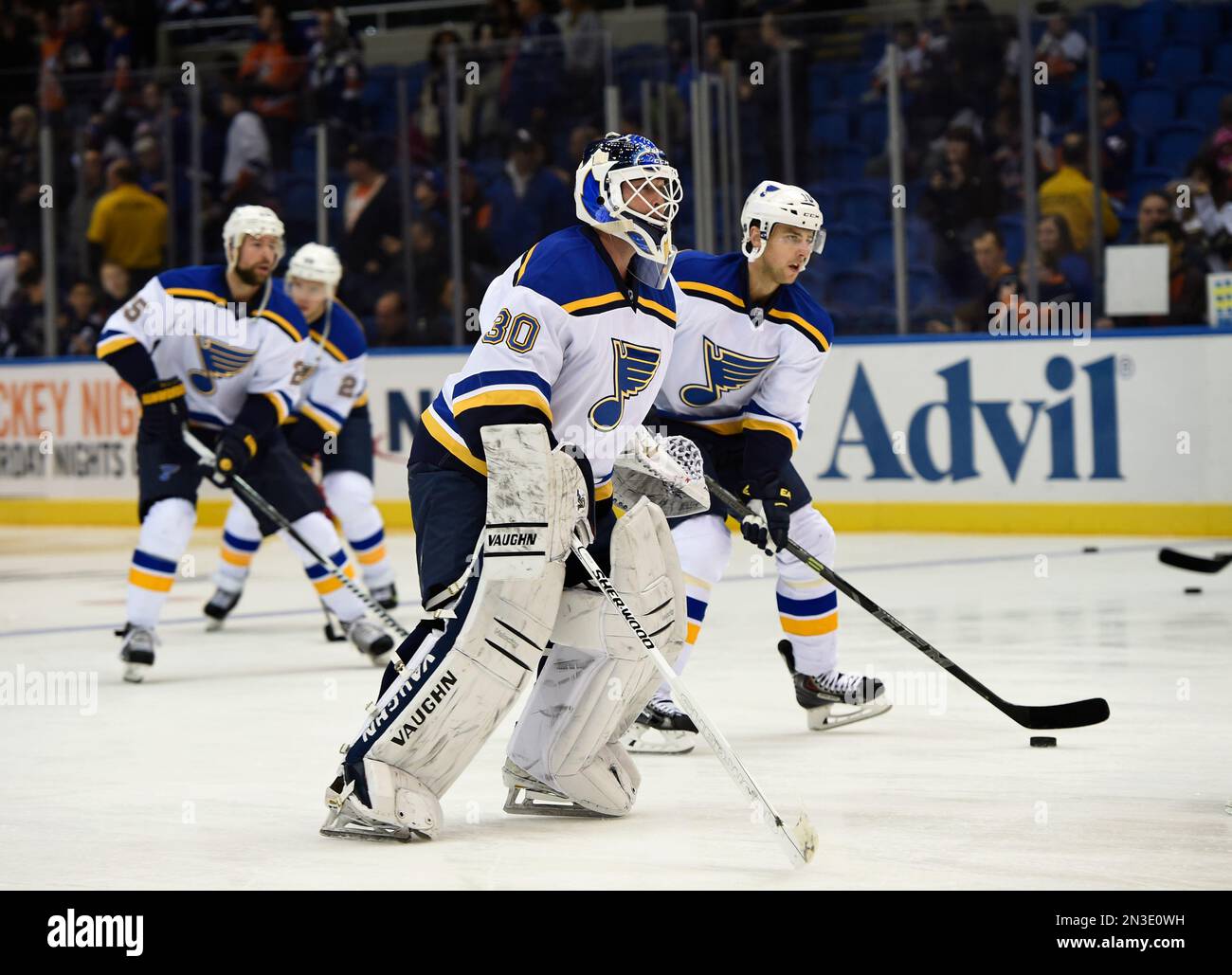 St. Louis Blues new goalie Martin Brodeur (30) skates on the ice during ...