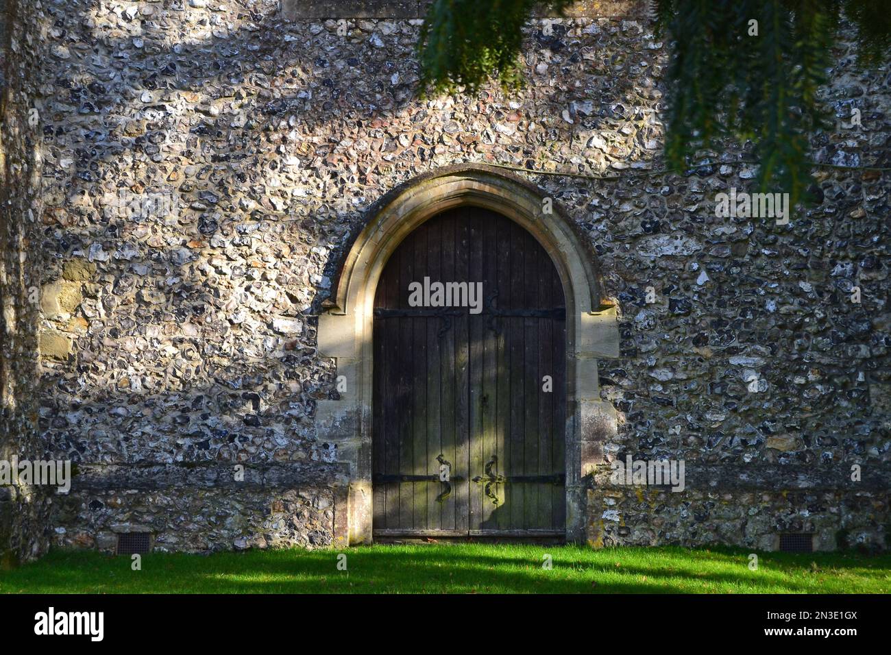 Cudham Church, Kent, UK. A Norman/medieval church of flint with ancient ...