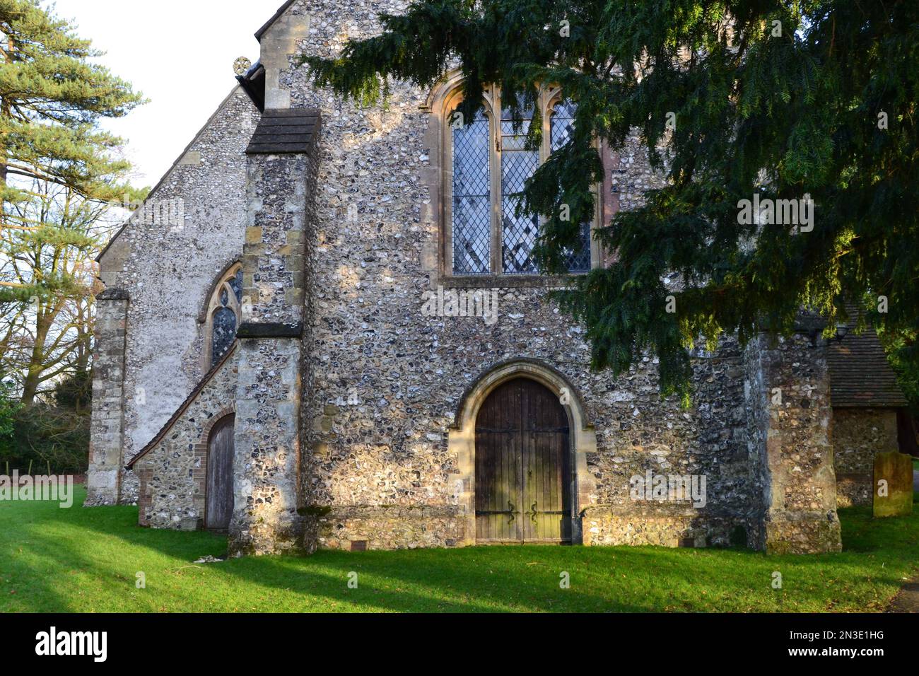 Cudham Church, Kent, UK. A Norman/medieval church of flint with ancient ...