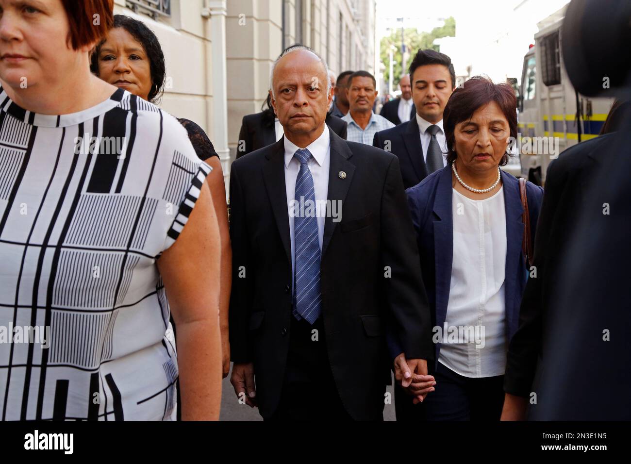 Prakash Dewani, center, the father of British businessman Shrien Dewani ...