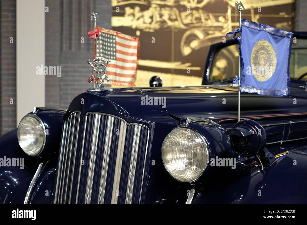 A beautiful view of a blue classic vintage car collected in the Toyota ...