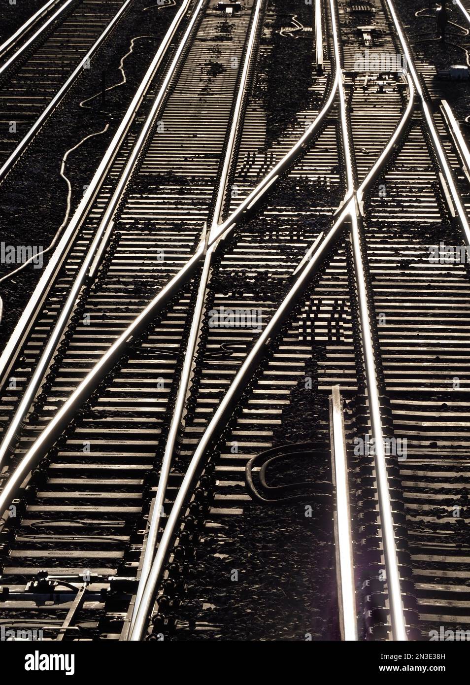 UK, England, London, Wimbledon rail track points Stock Photo - Alamy
