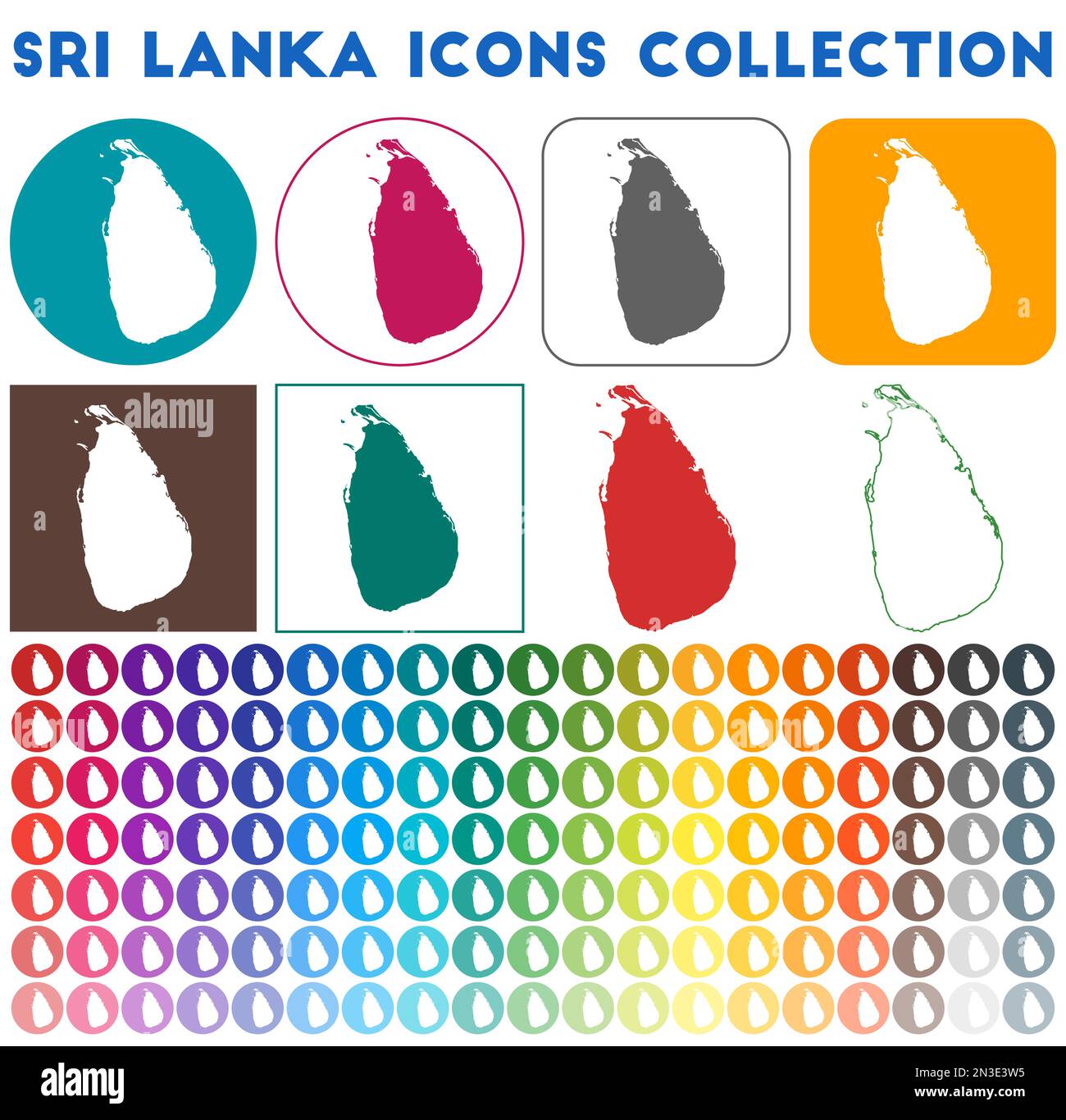 Sri Lanka icons collection. Bright colorful trendy map icons. Modern ...