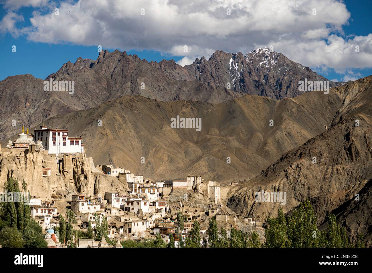 Thikse Monastery in a mountainous region in India; Ladakh, Jammu and ...