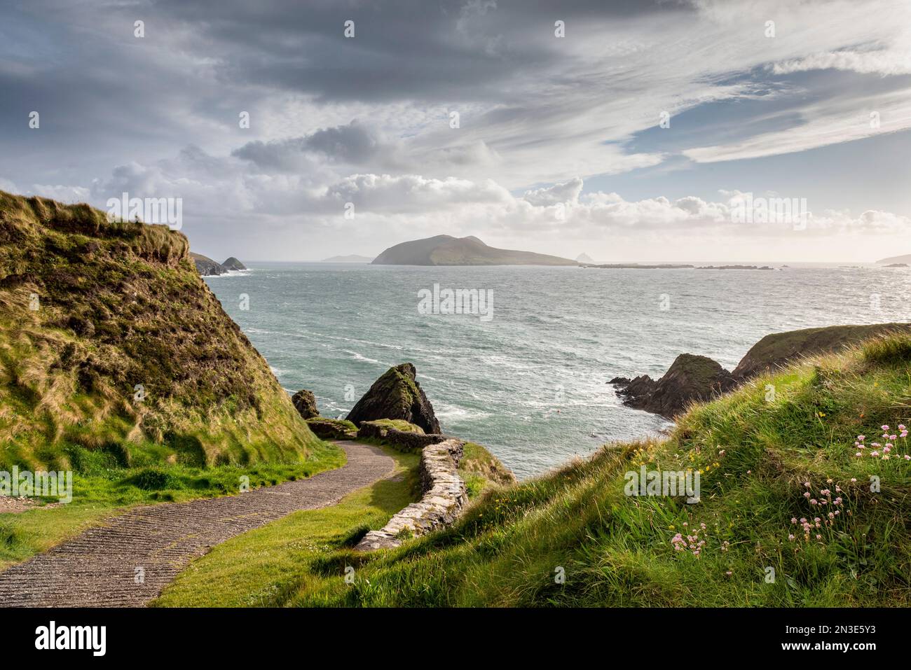 View from the Dingle Peninsula with Skellig Islands on the horizon ...