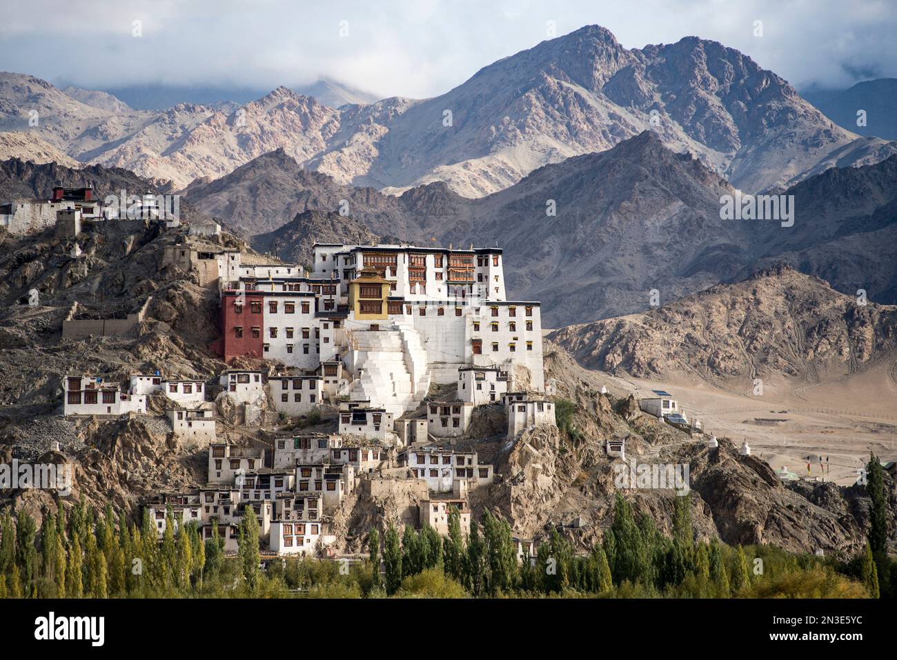 Thikse Monastery in a mountainous region in India; Ladakh, Jammu and ...