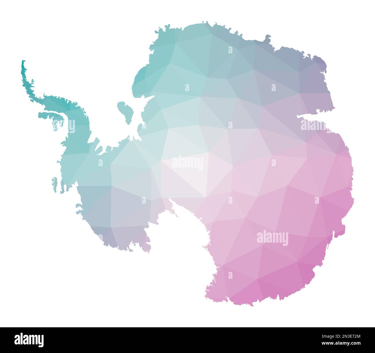 Polygonal map of Antarctica. Geometric illustration of the country in ...