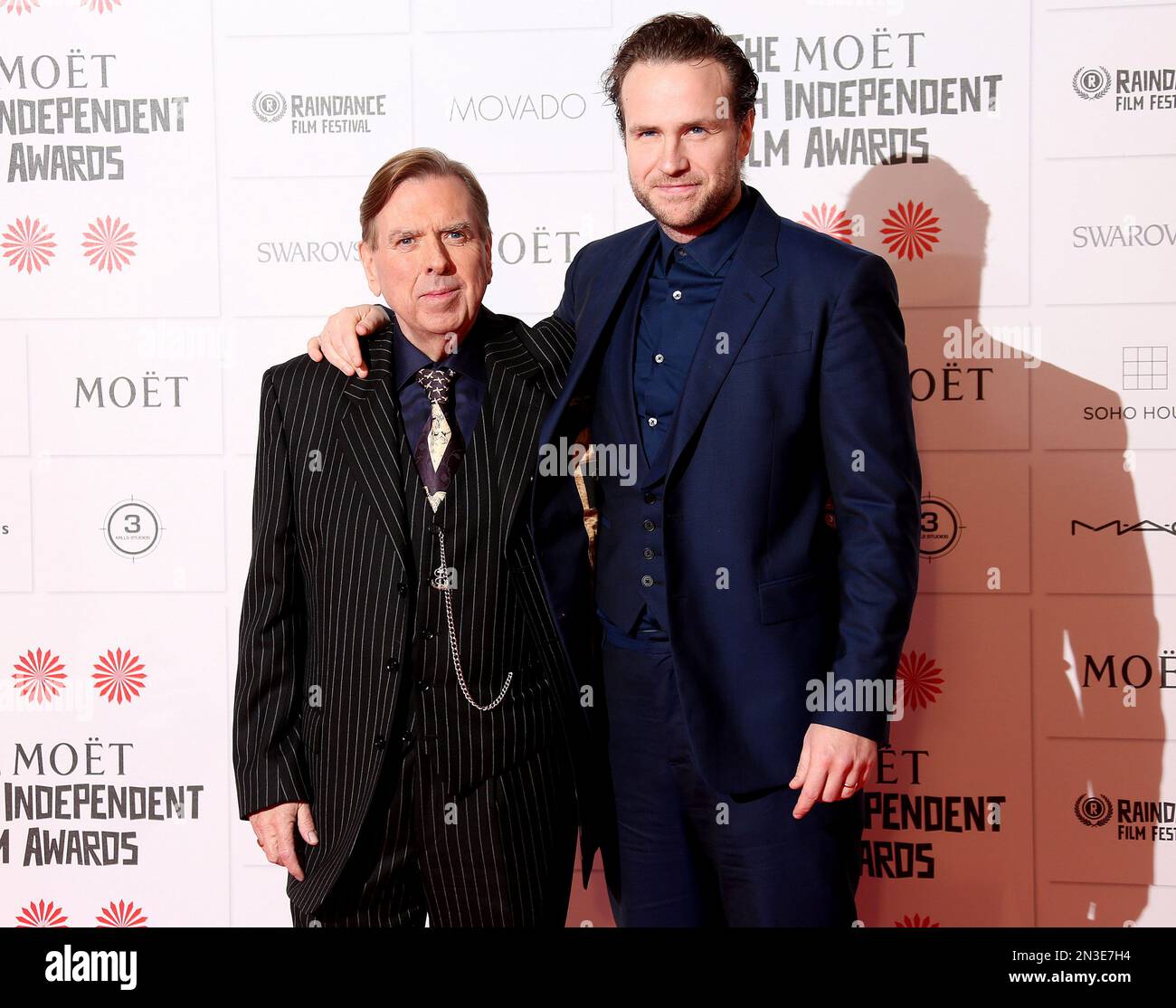 Actors Timothy Spall, left, and actor Rafe Spall arrive for the British ...