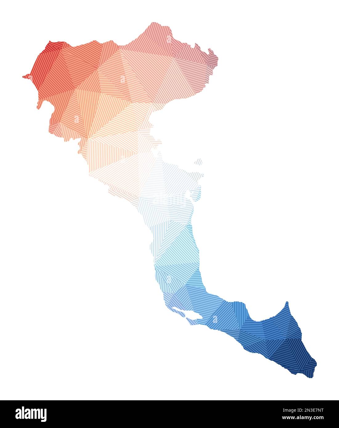 Map of Corfu. Low poly illustration of the island. Geometric design ...