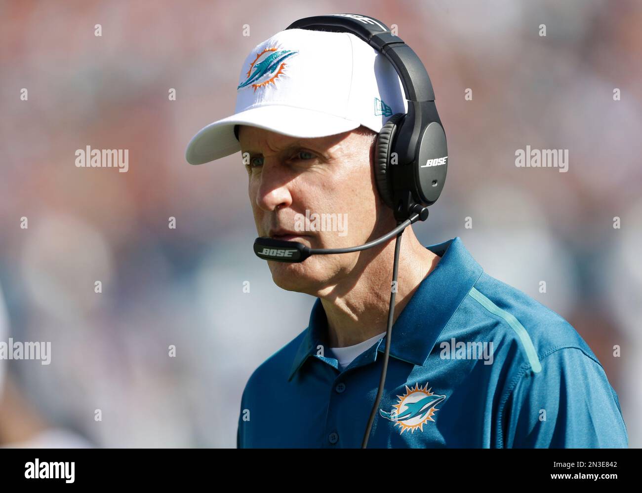 Miami Dolphins head coach Joe Philbin talks on the sidelines during the ...