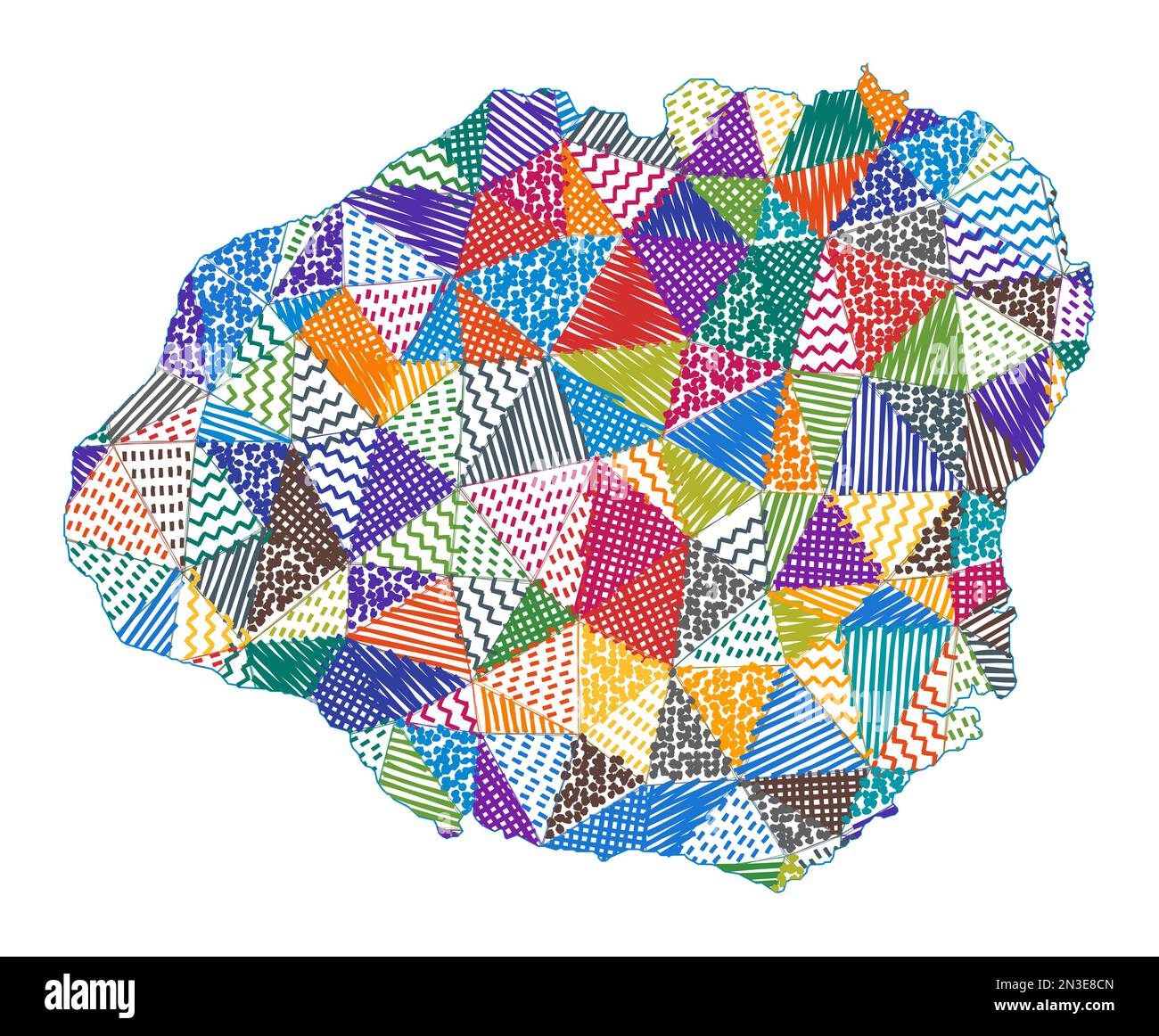 Kid style map of Kauai. Hand drawn polygons in the shape of Kauai ...