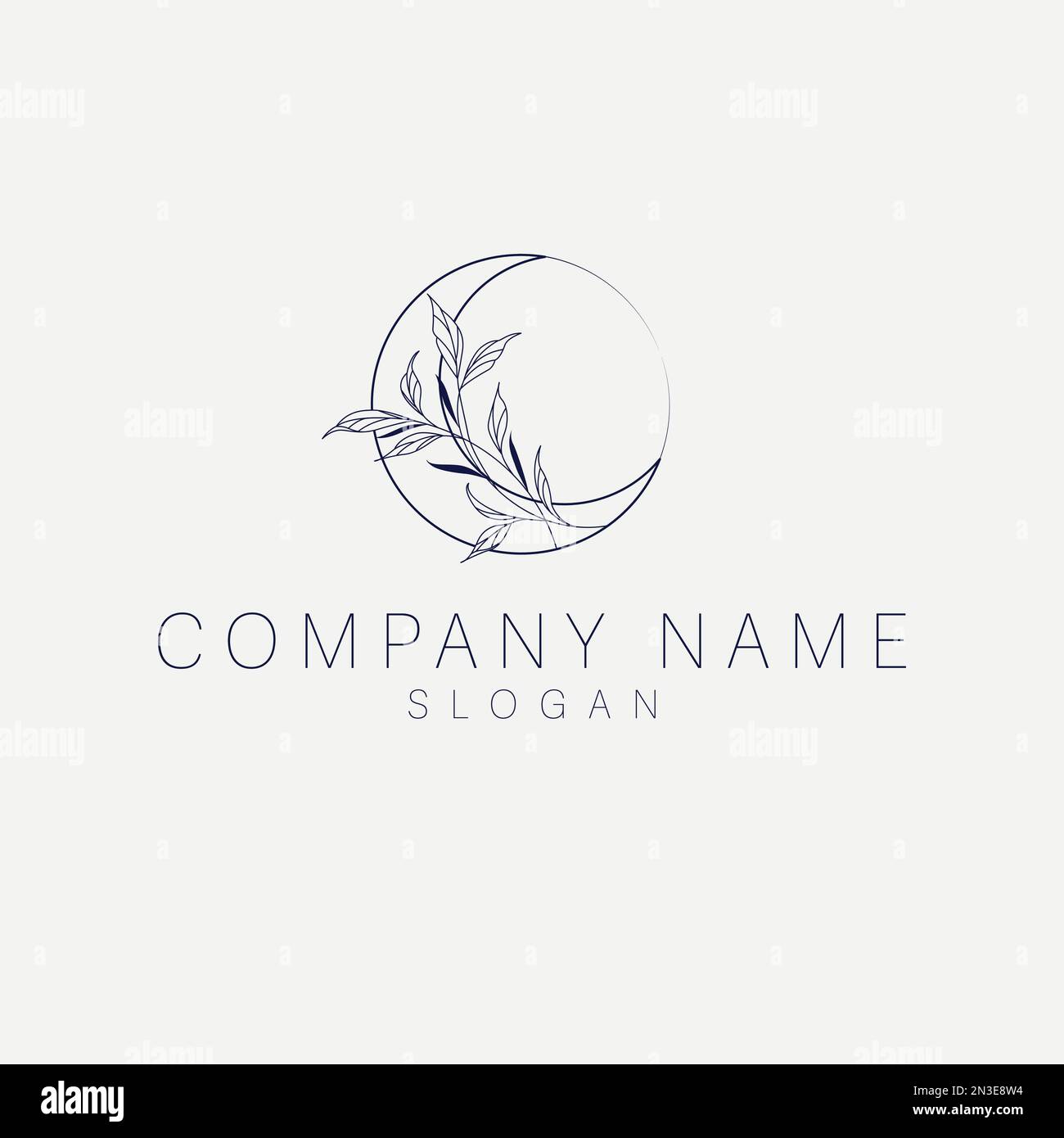 Vector logo on which an abstract image of a branch and the moon ...