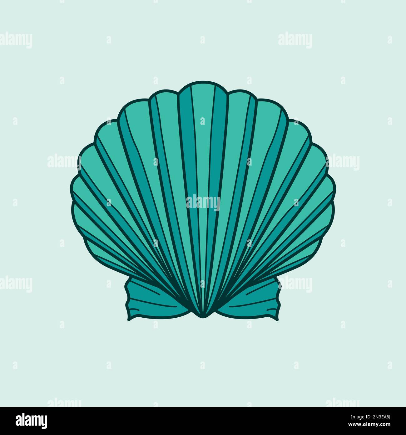 Seashell illustration. Vector graphic design of a colorful blue shell ...