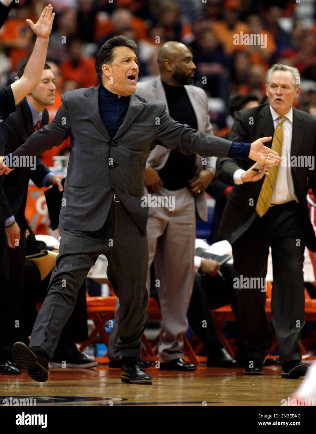 St. John’s head coach Steve Lavin yells to his players in the second ...
