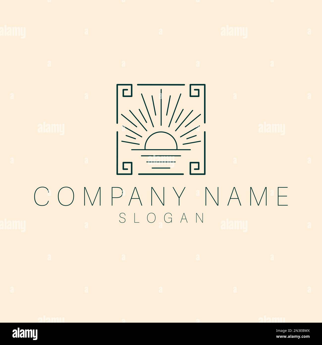 Vector logo template with sunset emblem - abstract summer and vacation ...