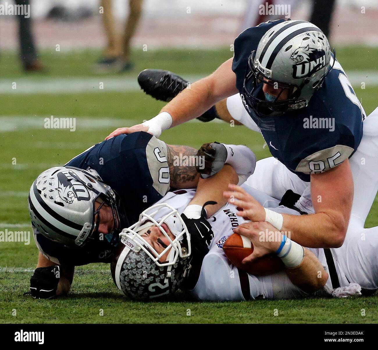 Fordham's Mike Nebrich gets sacked by New Hampshire's Cody Muller (96 ...