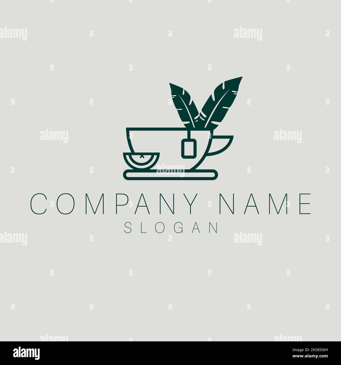 Cup of tea logo design template. Mug with tea with lemon and banana ...
