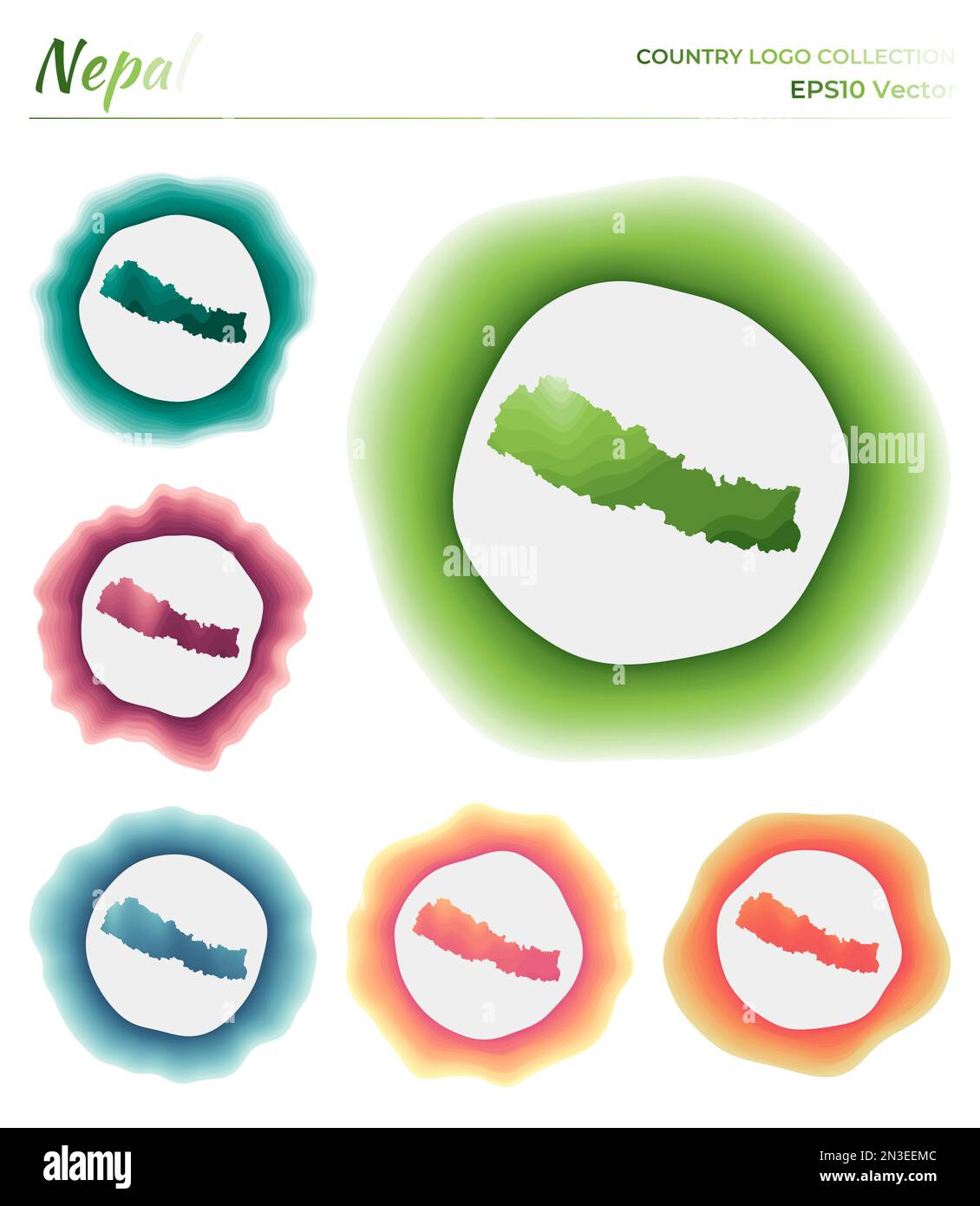 Nepal logo collection. Colorful badge of the country. Layers around ...