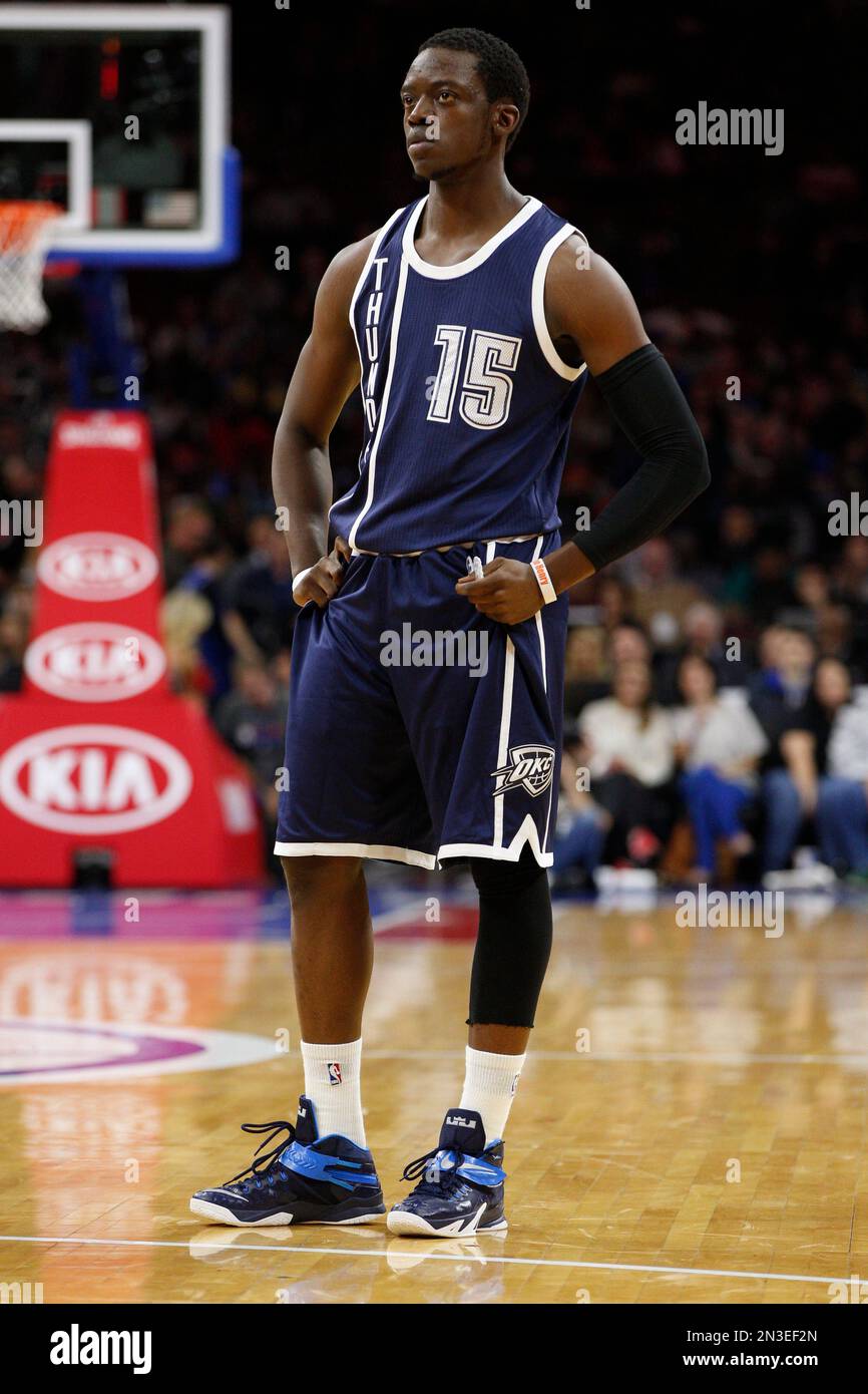 Oklahoma City Thunder guard Reggie Jackson (15) looks on during the ...
