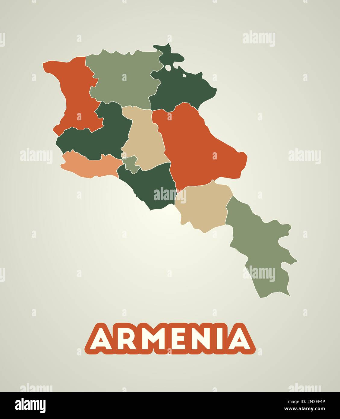 Armenia poster in retro style. Map of the country with regions in ...