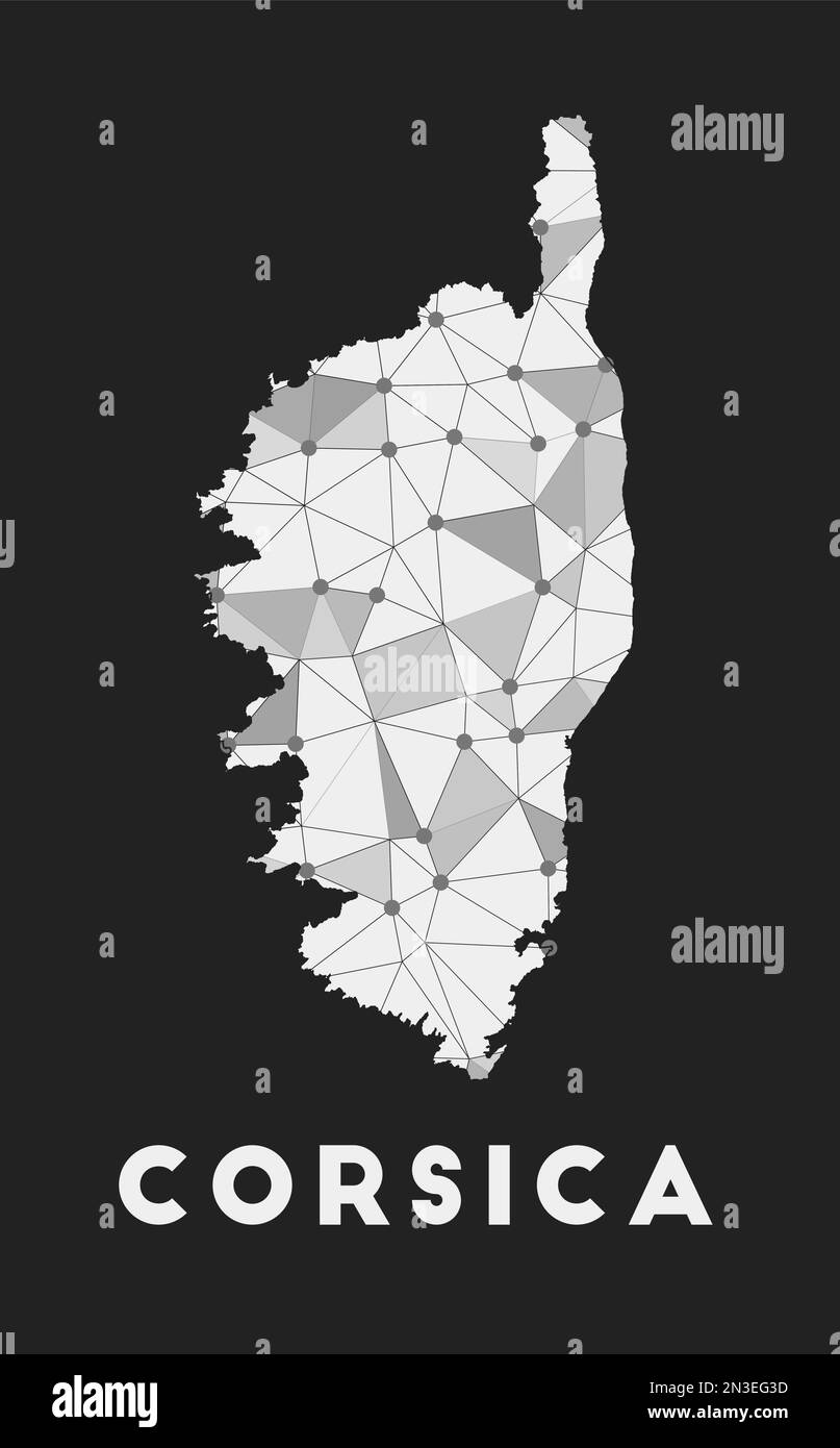 Corsica - communication network map of island. Corsica trendy geometric ...