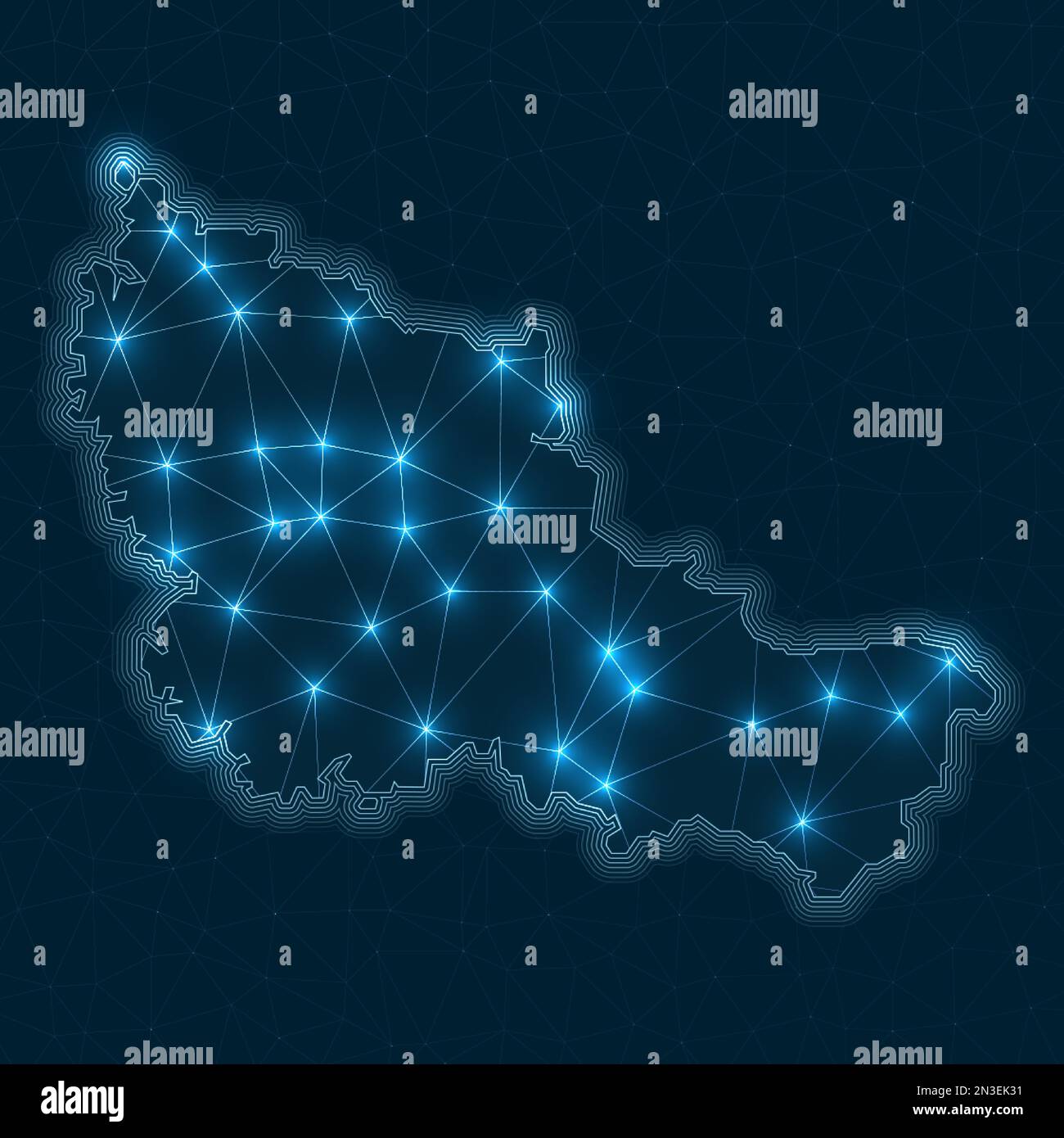 Belle Ile network map. Abstract geometric map of the island. Digital ...