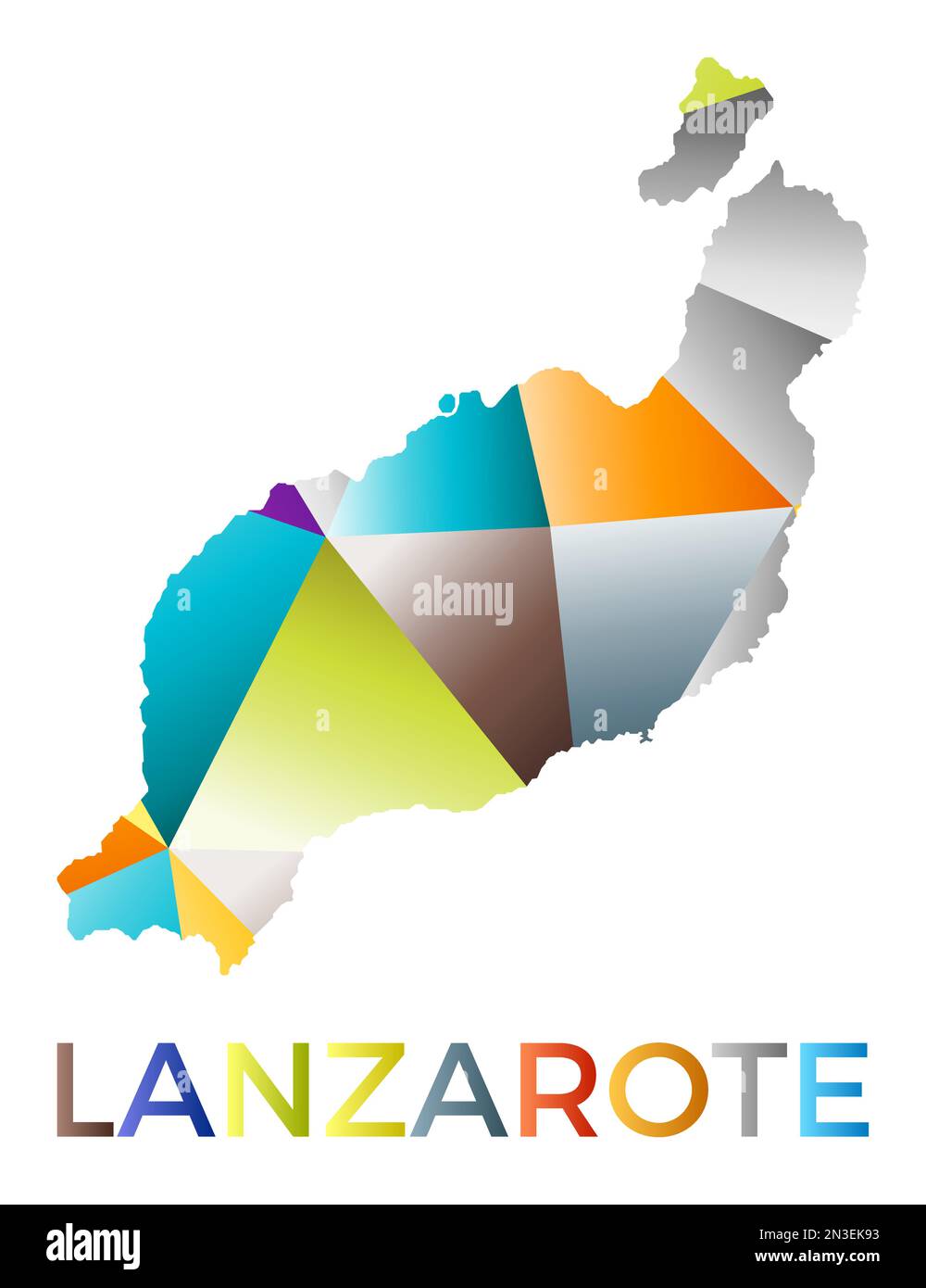 Bright colored Lanzarote shape. Multicolor geometric style island logo ...